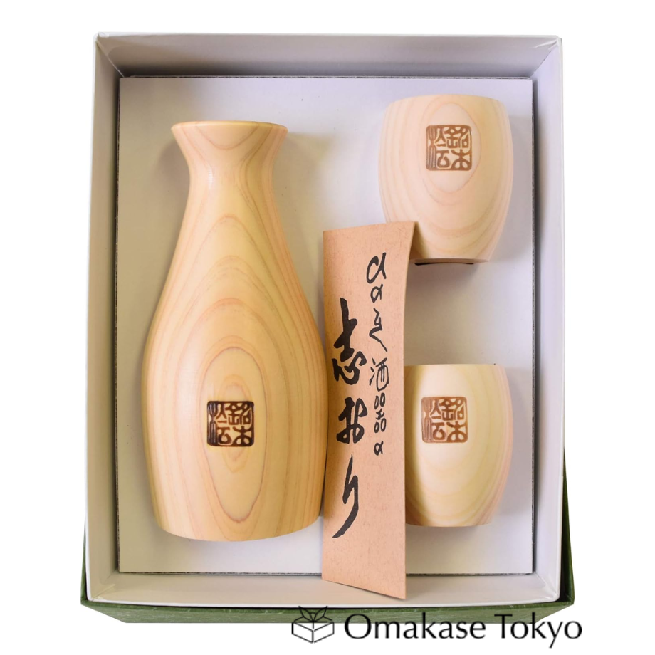 Kiso Kogei Tokuri Japanese Wooden Hinoki Maru Guinomi 3 piece set ...